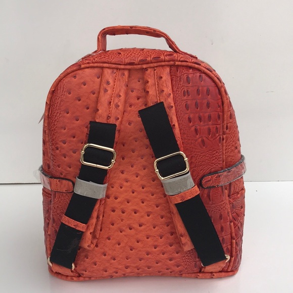 Bags | Vegan Leather Burnt Orange Backpack | Poshmark